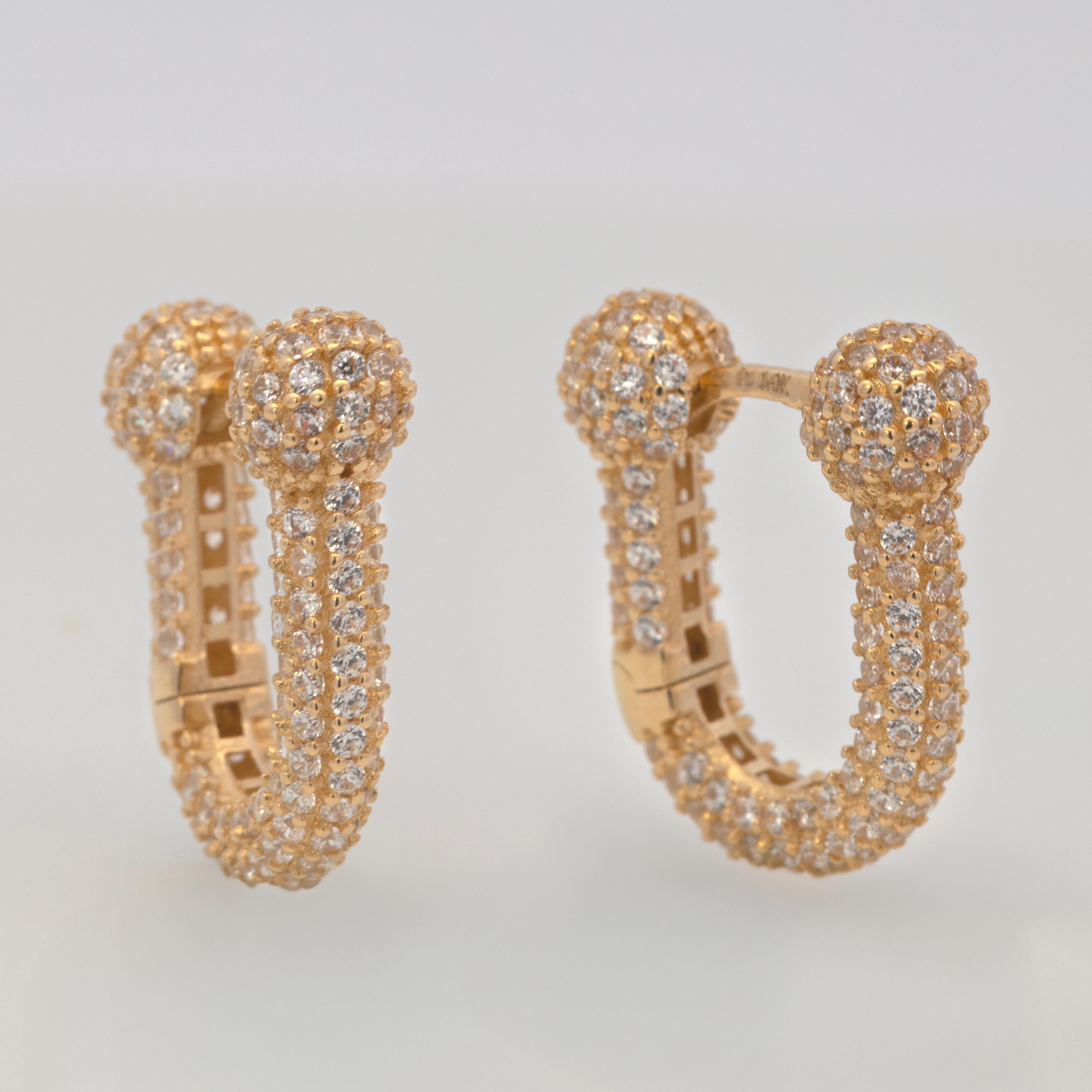 14K Yellow gold and Zirconia Tify Huggies Earrings – Lorena