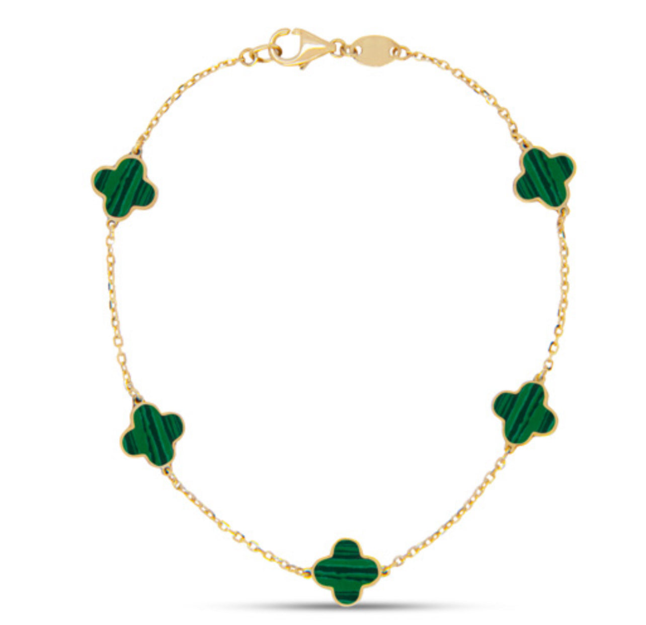 14k Gold Malachite Trebol Bracelet – Lorena