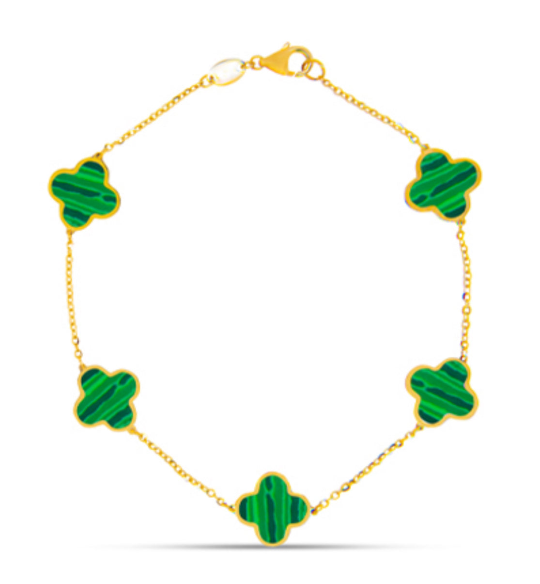 14k Gold Malachite Trebol Bracelet – Lorena Jewels