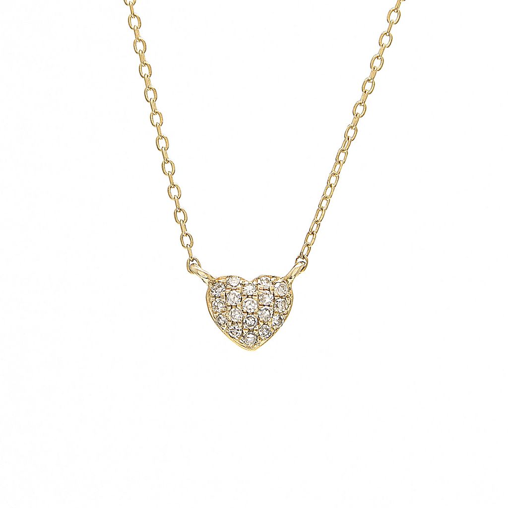 14K Gold Heart Micro Pave Necklace – Lorena