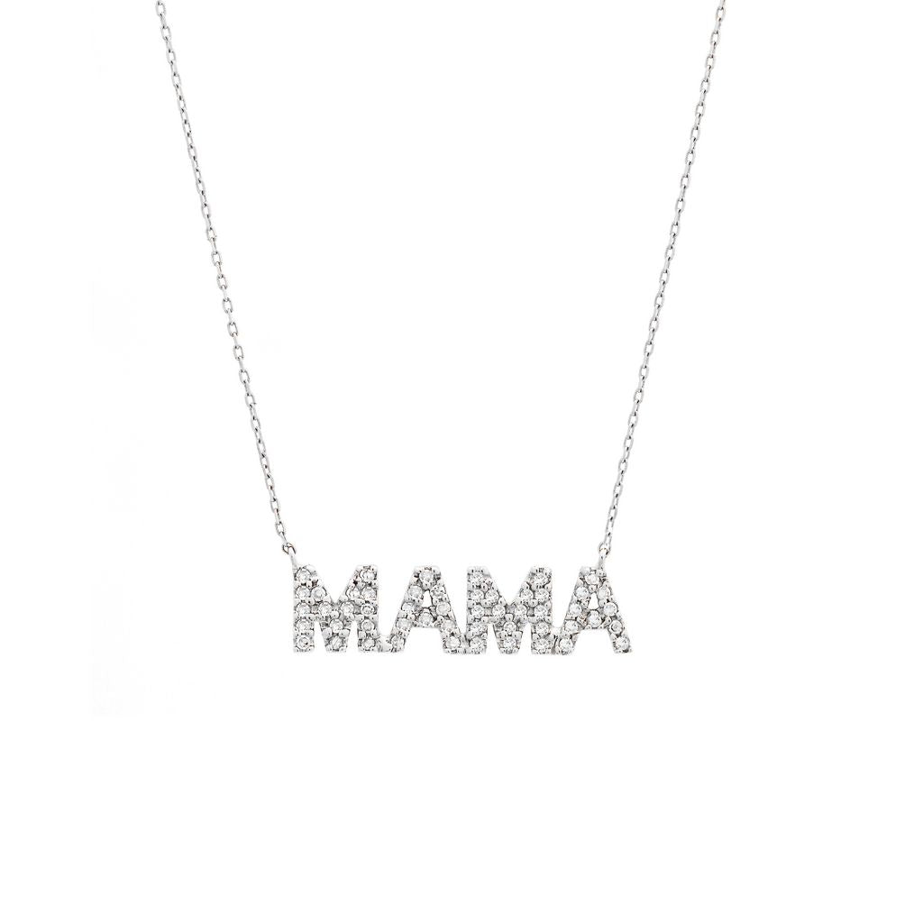 14K Mama Diamond White Gold Necklace – Lorena